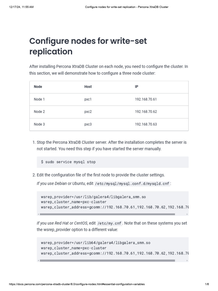 2 - Configure Nodes For Write-Set Replication - Percona XtraDB Cluster ...
