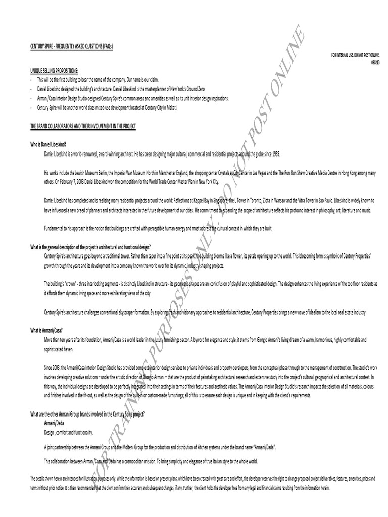Century Spire Sales Faqs - 032514 | PDF
