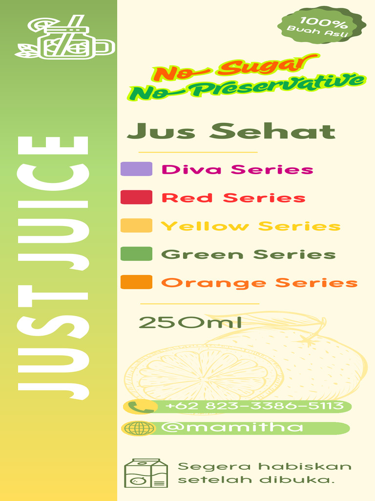 Hijau Kuning Simpel Menarik Jualan Jus Buah Sayur Promosi Stiker ...