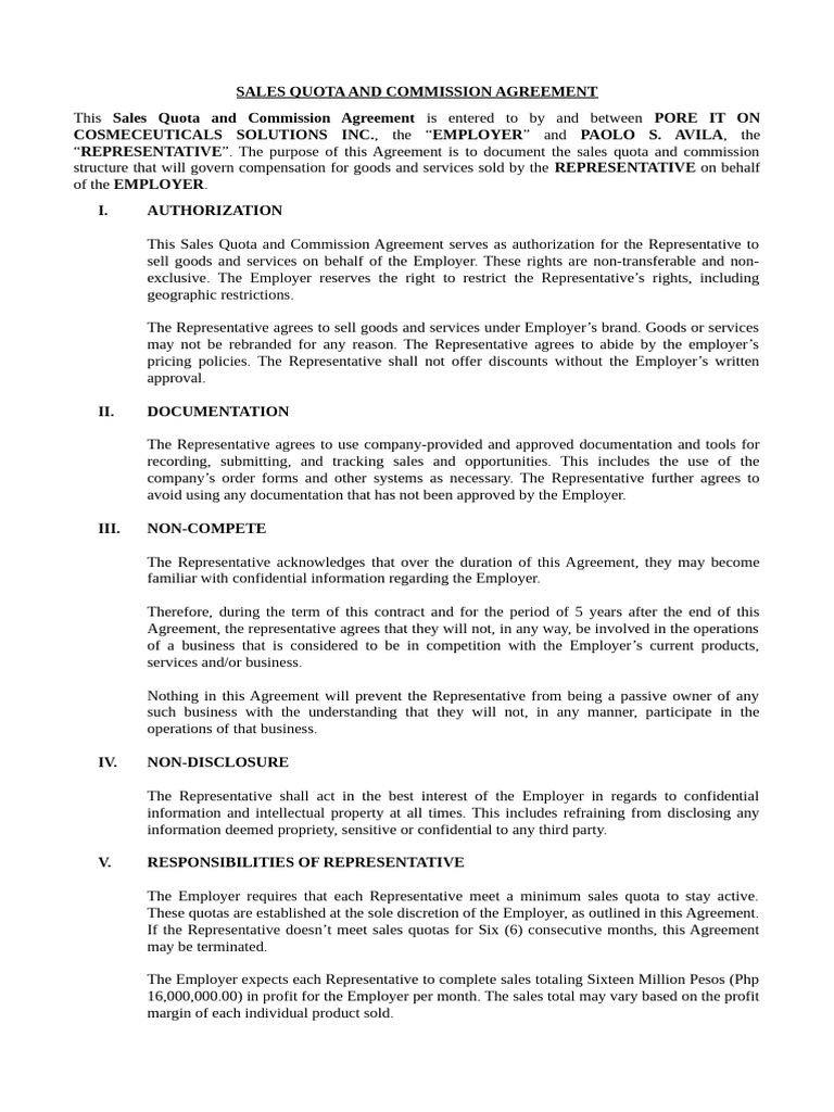 Sales Quota and Commission Structure | PDF | Employment | Economies