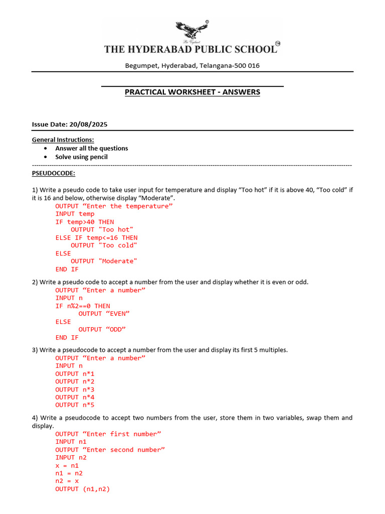 7 Comp Practical Worksheet Answers 30 Aug 2025 | PDF | Software ...