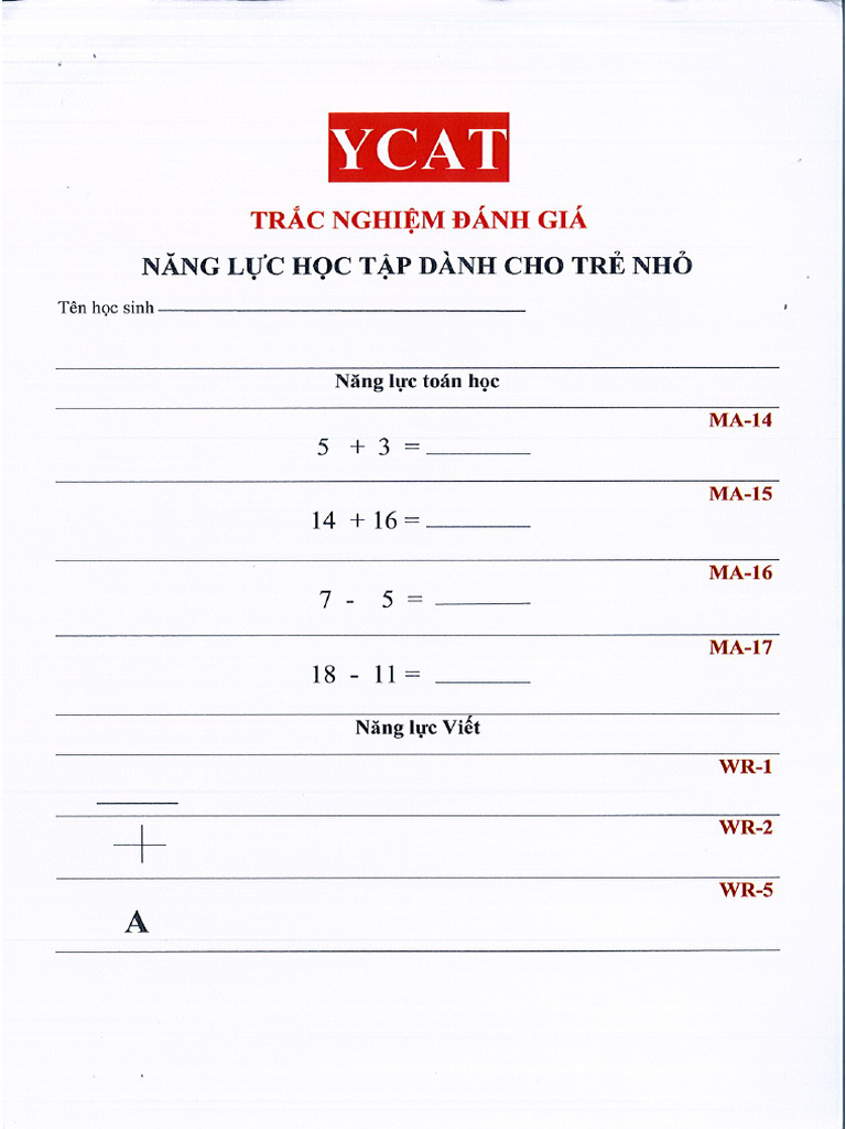Ycat 001 Phieu Bai Tap | PDF