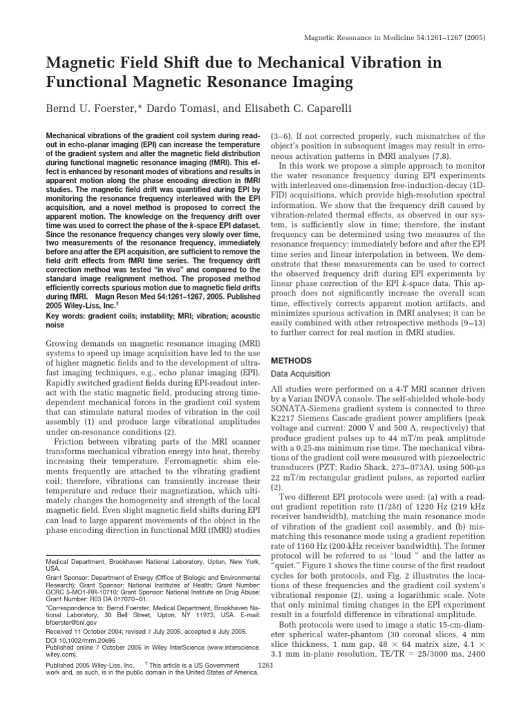 Magnetic Resonance in Med - 2005 - Foerster - Magnetic Field Shift Due ...