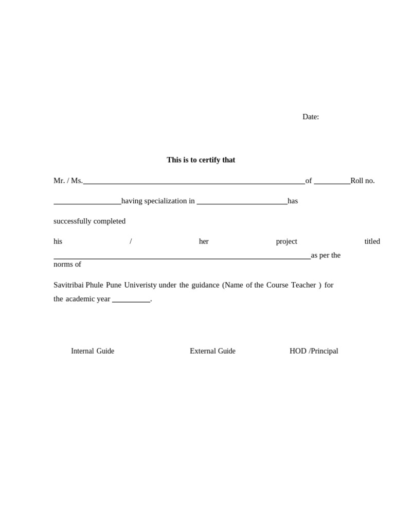 Project Completion Certificate Template | PDF