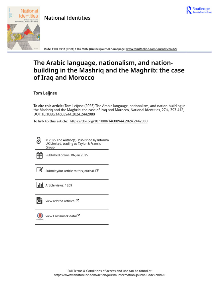 The Arabic Language Nationalism and Nation-Building in The Mashriq and The Maghrib The Case of ...