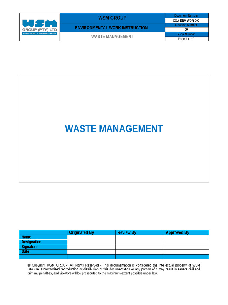 Waste Management Plan Overview | PDF | Waste | Waste Management