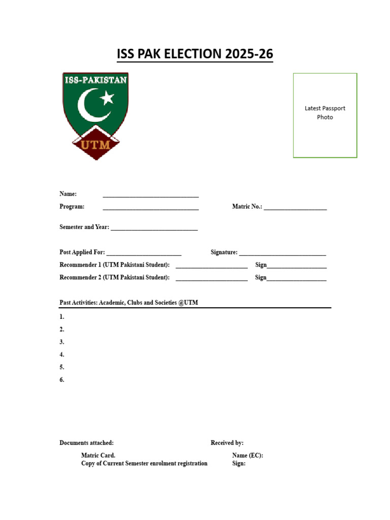 ISS Pakistan Election Application 2025-26 | PDF