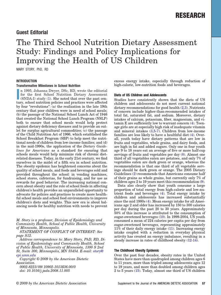 The Third School Nutrition Dietary Assessment Stud | PDF | School Meal ...
