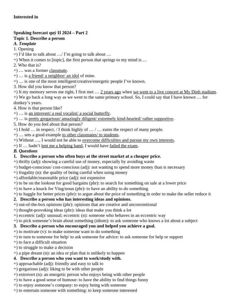 Describing People: Templates & Vocabulary | PDF | Books | Paintings