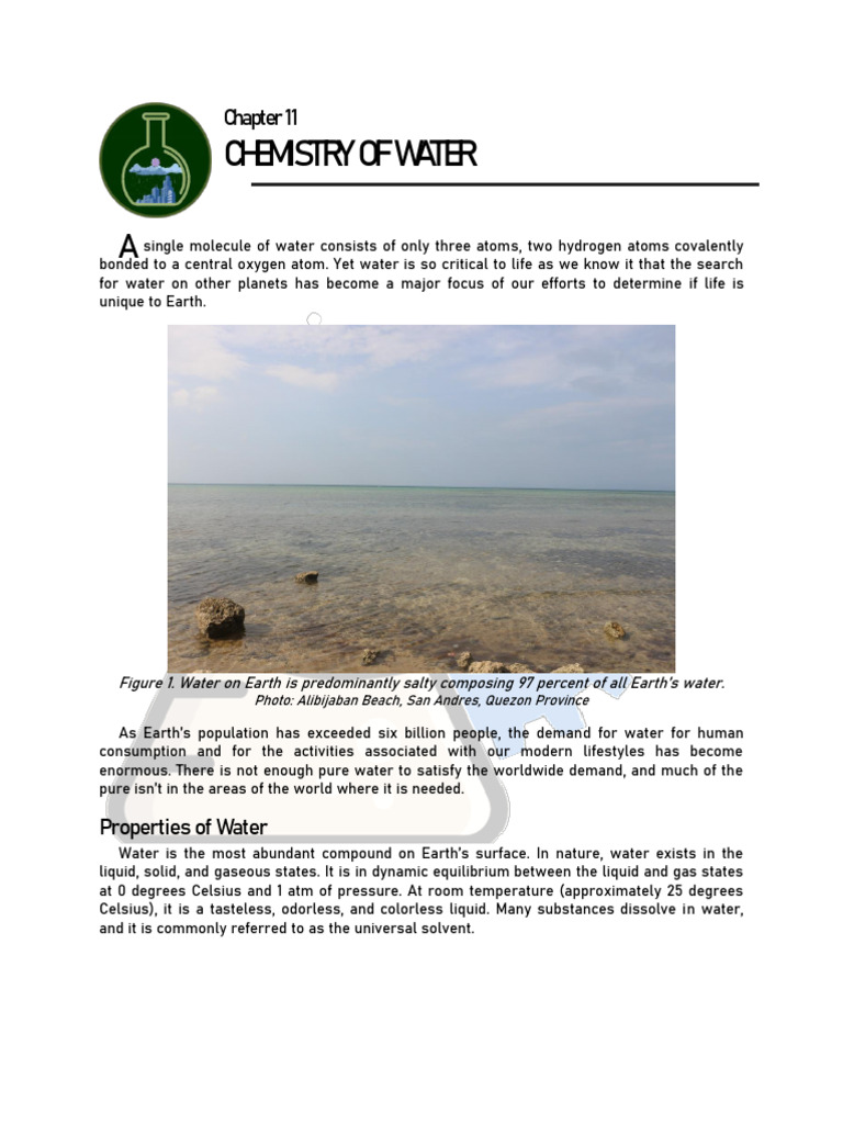 Chapter 11 Chemistry of Water - Handout | PDF | Water Purification | Water