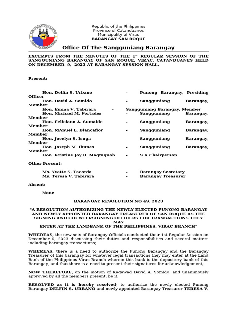 Resolution Signature in Landbank | PDF