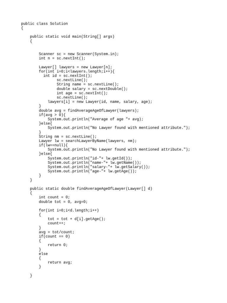 Average Age and Search Lawyer Code | PDF | Computer Programming ...