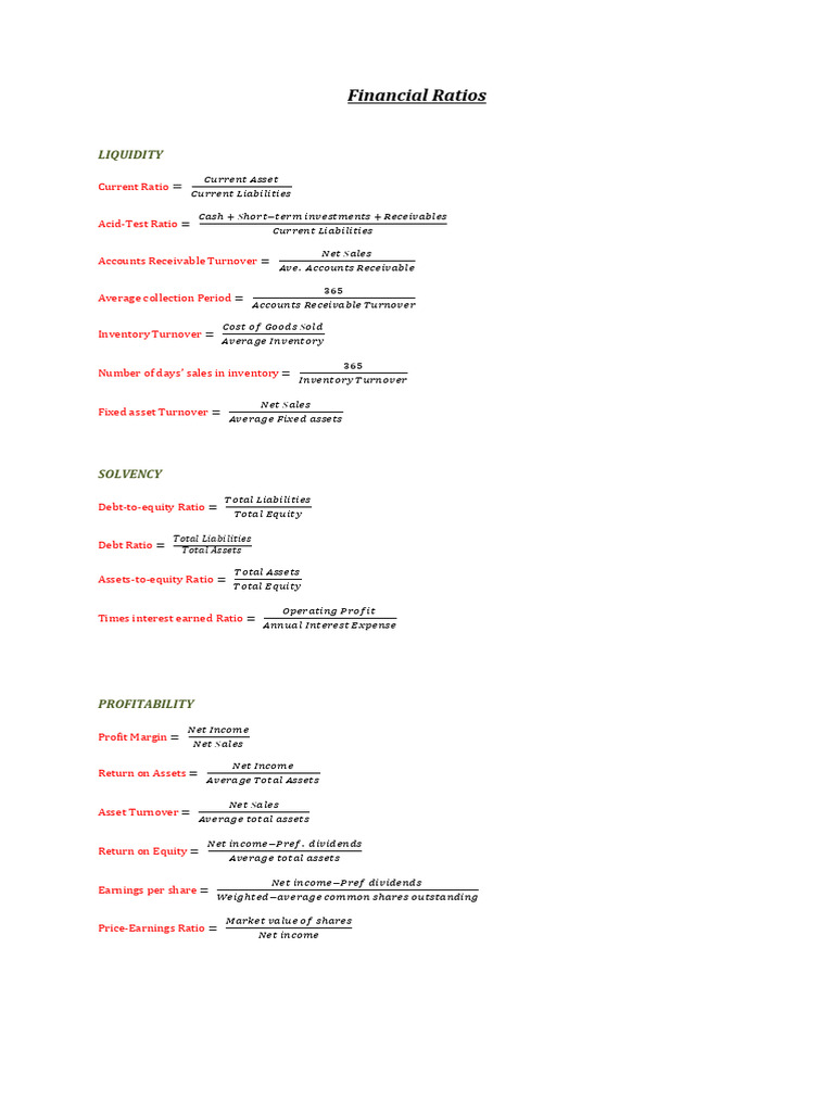 Financial Ratios | PDF