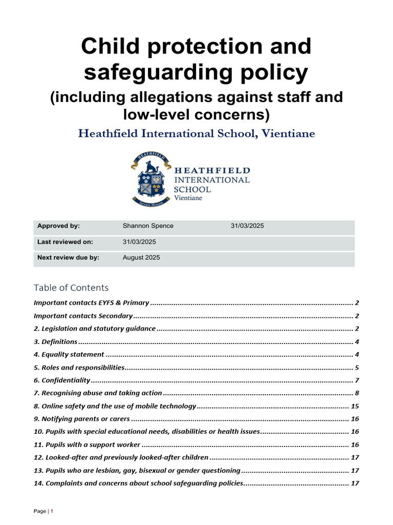 HISV Child Protection & Safeguarding Policy 2024.25 | PDF | Convention On The Rights Of The ...