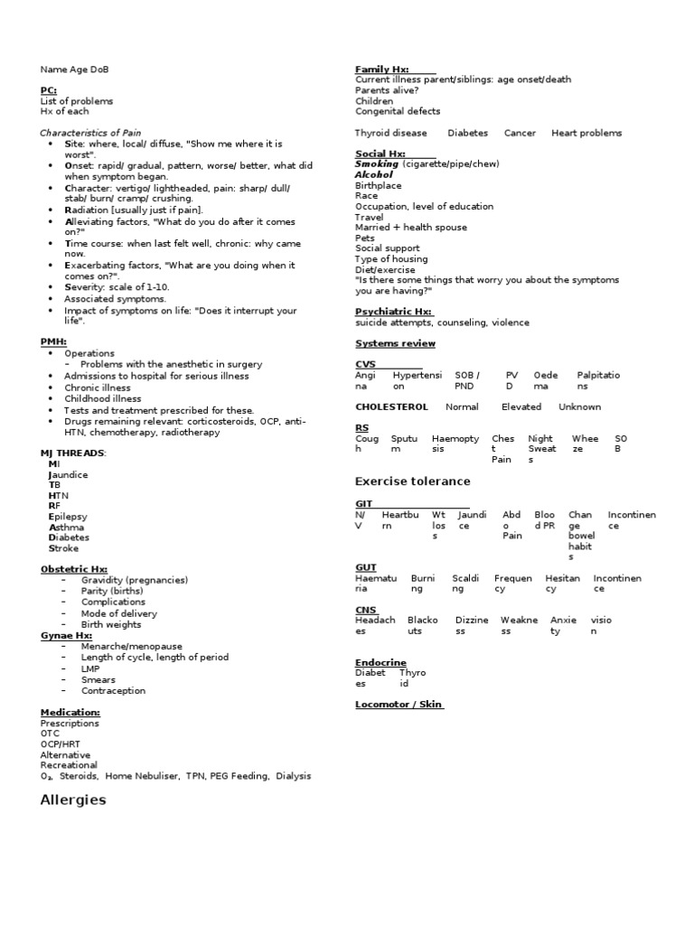 Patient History Form: A Comprehensive Template for Gathering Relevant ...
