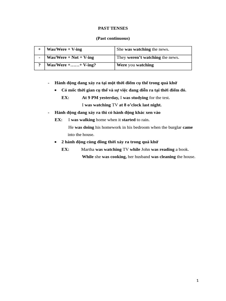Understanding Past Continuous Tense | PDF