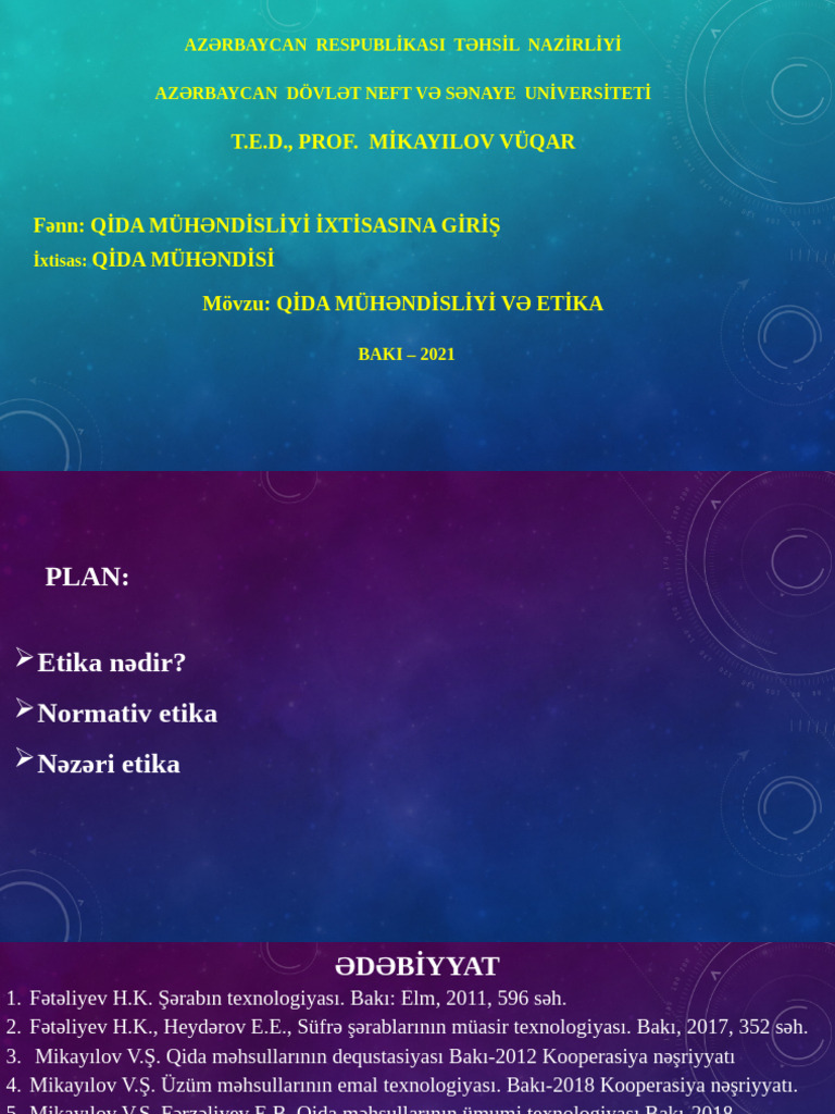Muhazirə 2 Qida Muhendisliyi Ve Etika | PDF