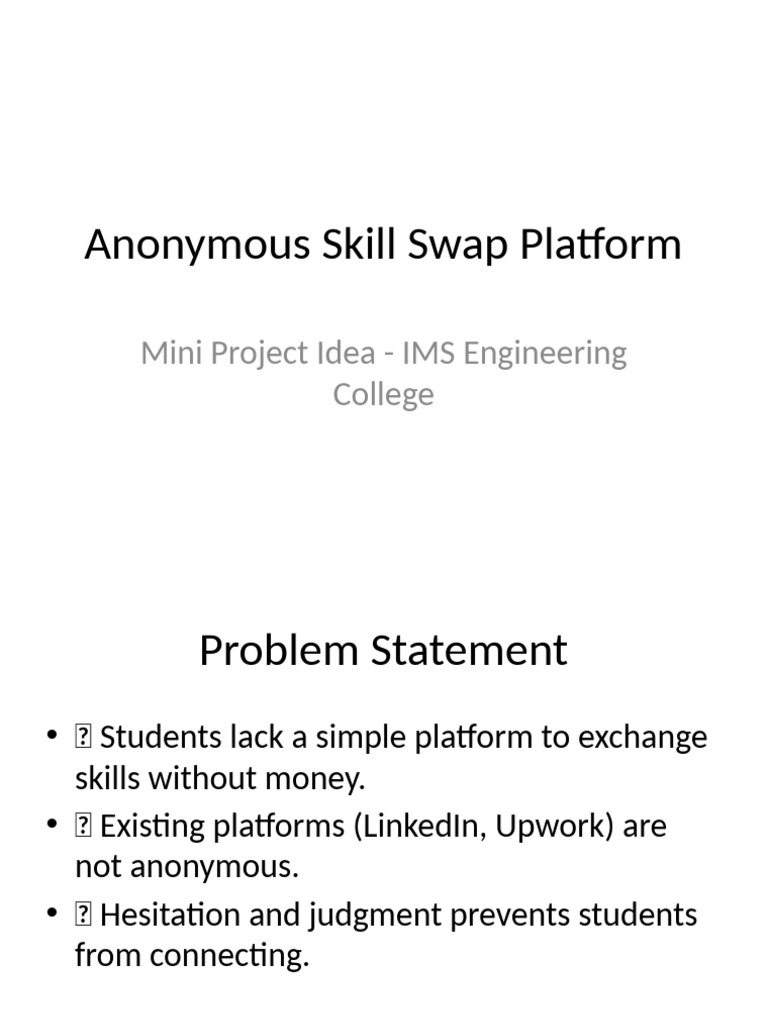 Anonymous Skill Swap Platform | PDF