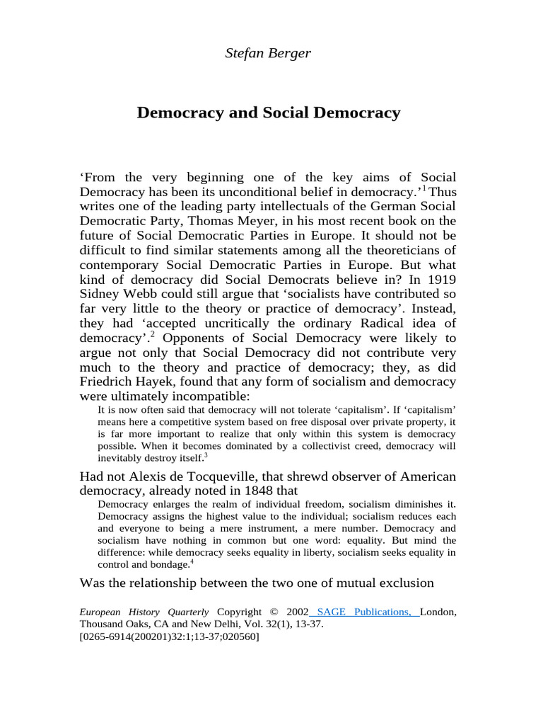Social Democracy and Its Democratic Roots | PDF | Social Democracy ...