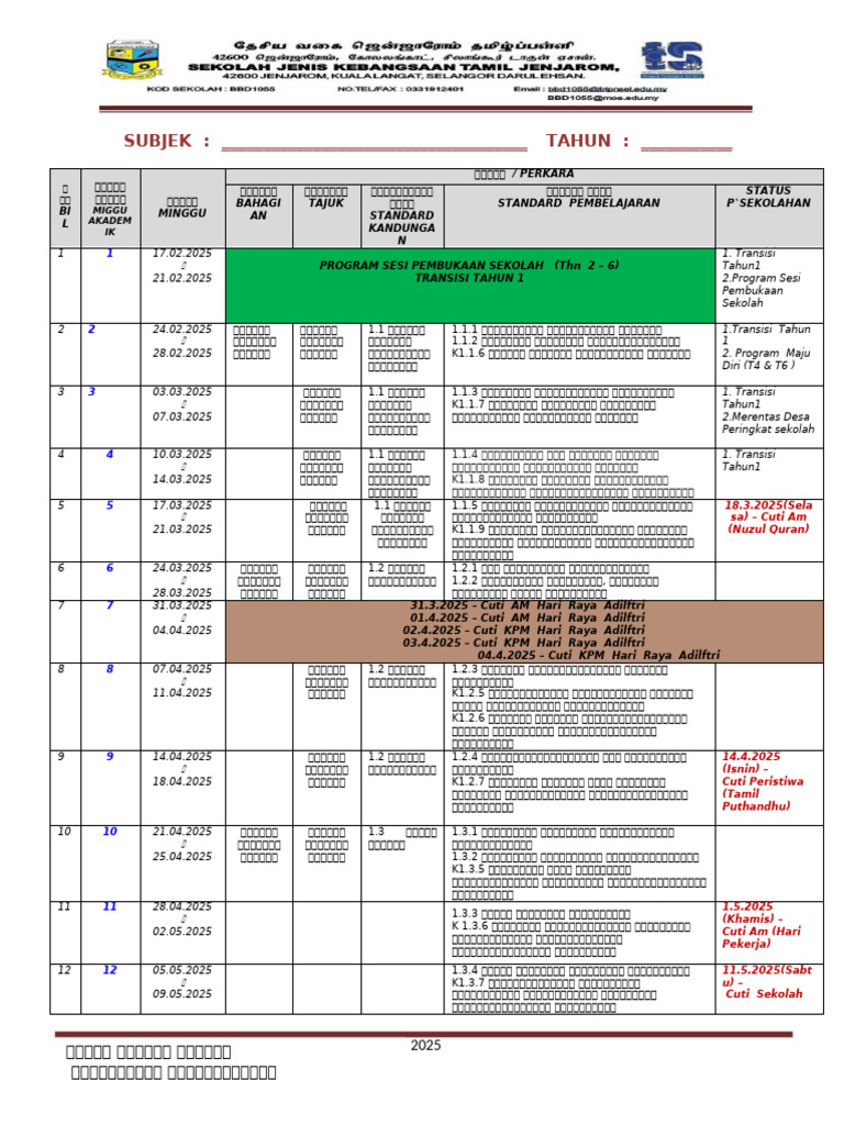 RPT Sejarah Tahun 4 | PDF