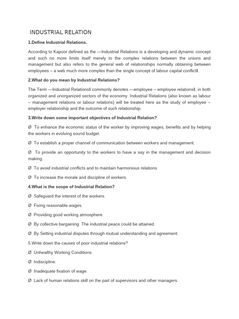 Understanding Industrial Relations Concepts | PDF | Employment | Trade ...