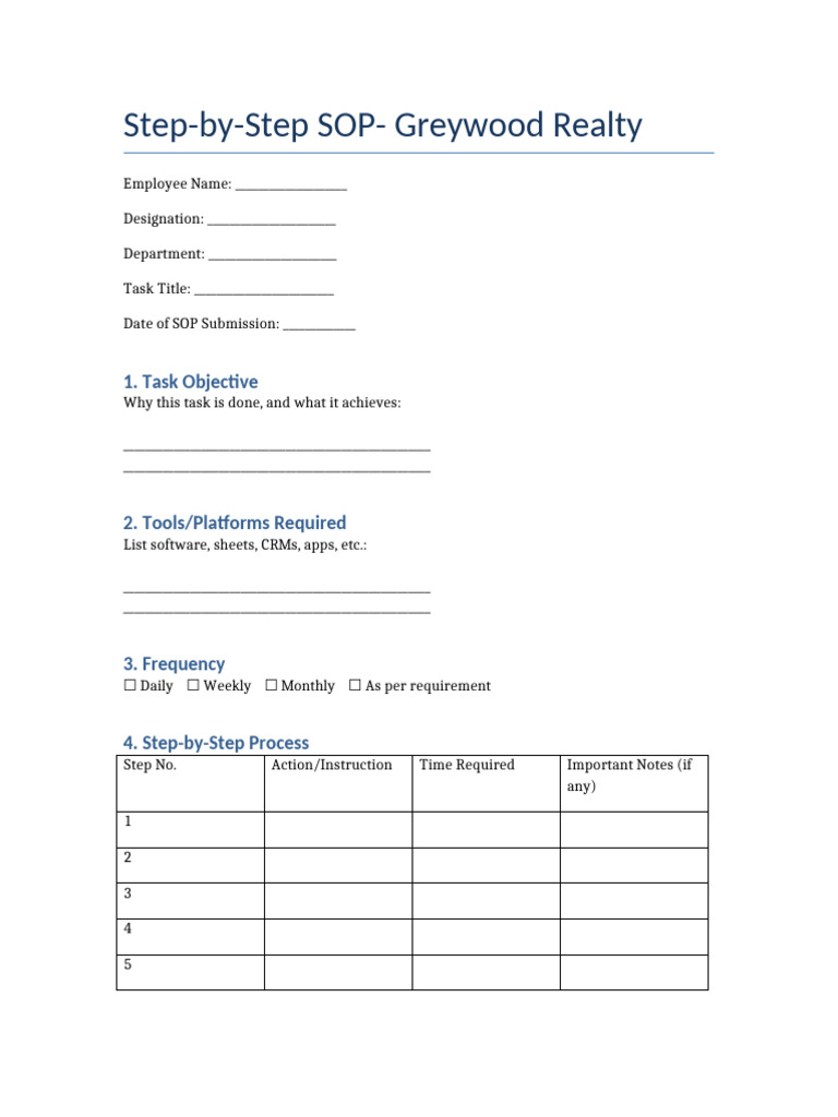 Step by Step SOP Template | PDF