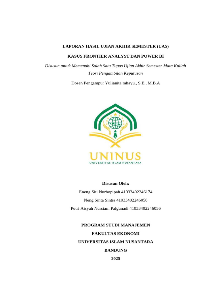 Jawaban UAS Teori Pengambilan Keputusan | PDF