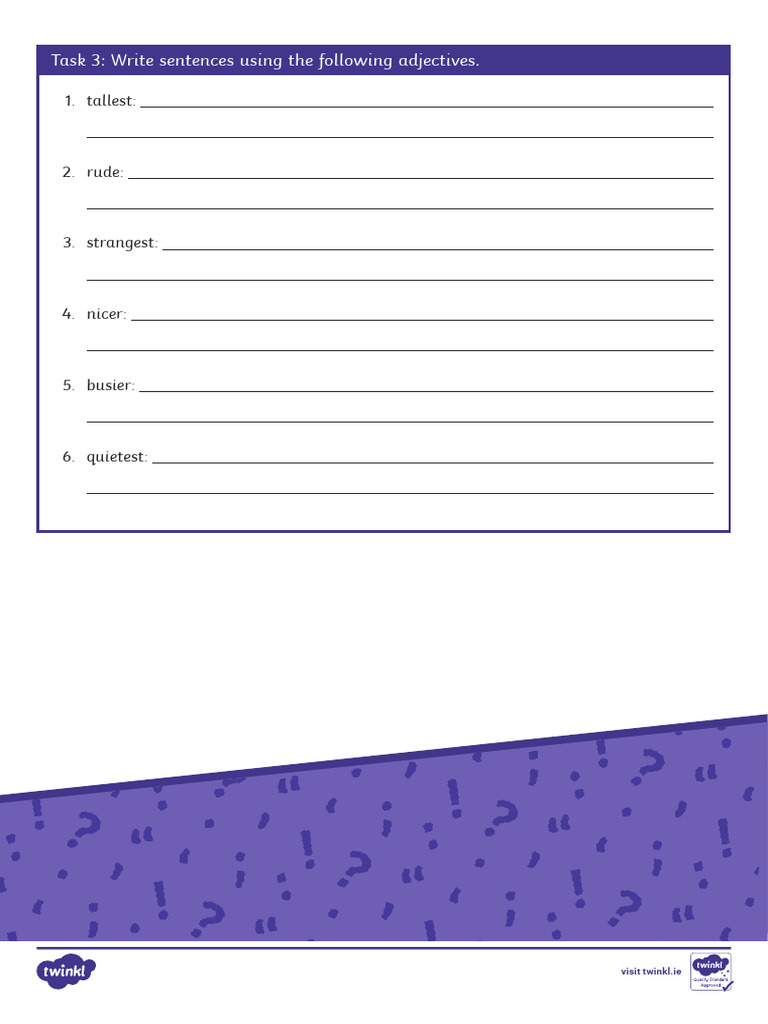 Writing Sentences - Comparative Adjectives | PDF