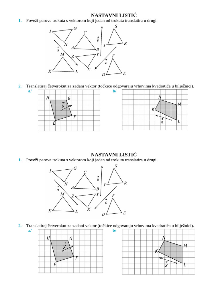 Sat Nastavni Listić - Translacija | PDF