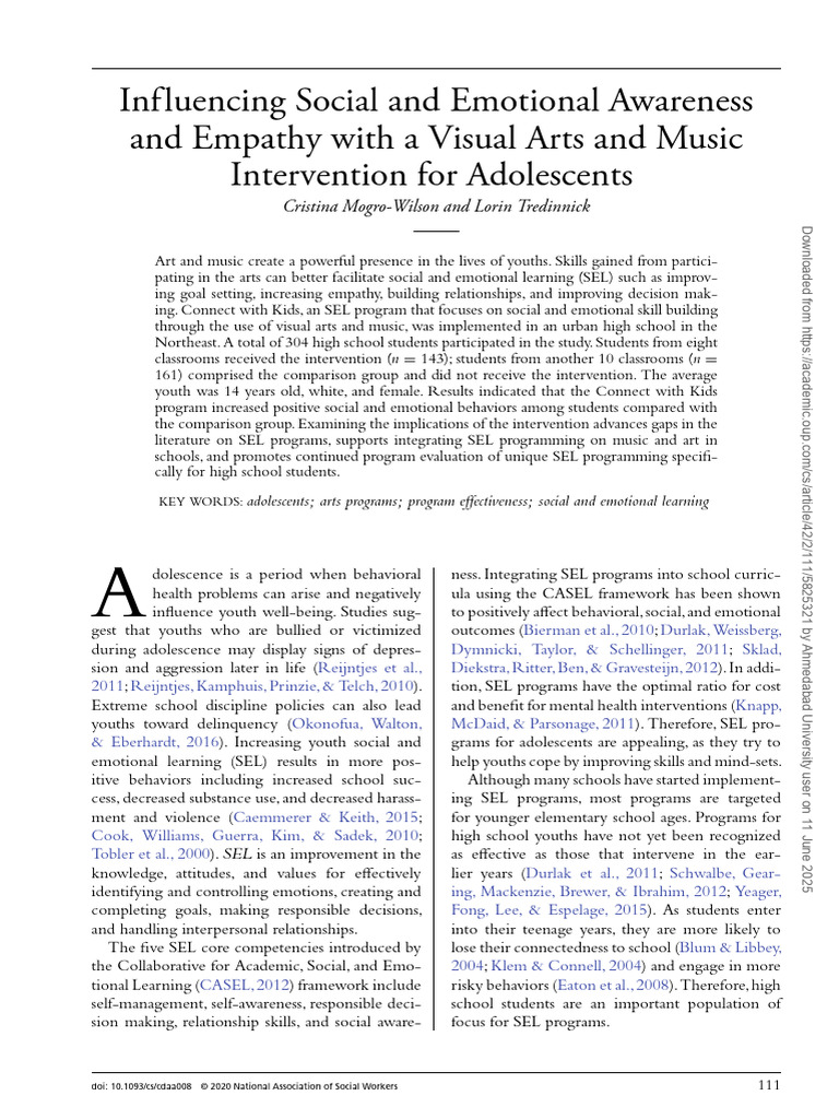 Influencing Social and Emotional Awareness and Empathy With A Visual ...