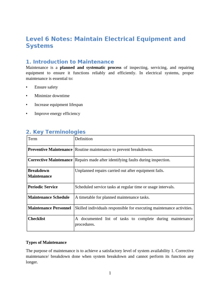 Electrical Equipment Maintenance Guide | PDF | Safety | Occupational ...