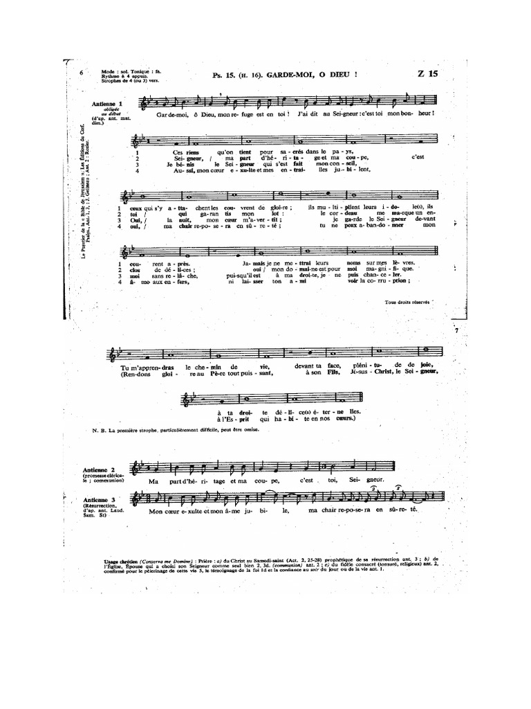 Psaume 15 Garde-Moi, Ô Dieu Z.15 | PDF