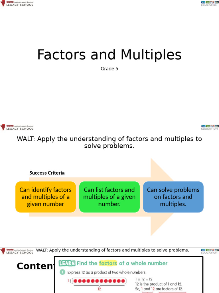 Lesson 1-Factors and Multiples | PDF