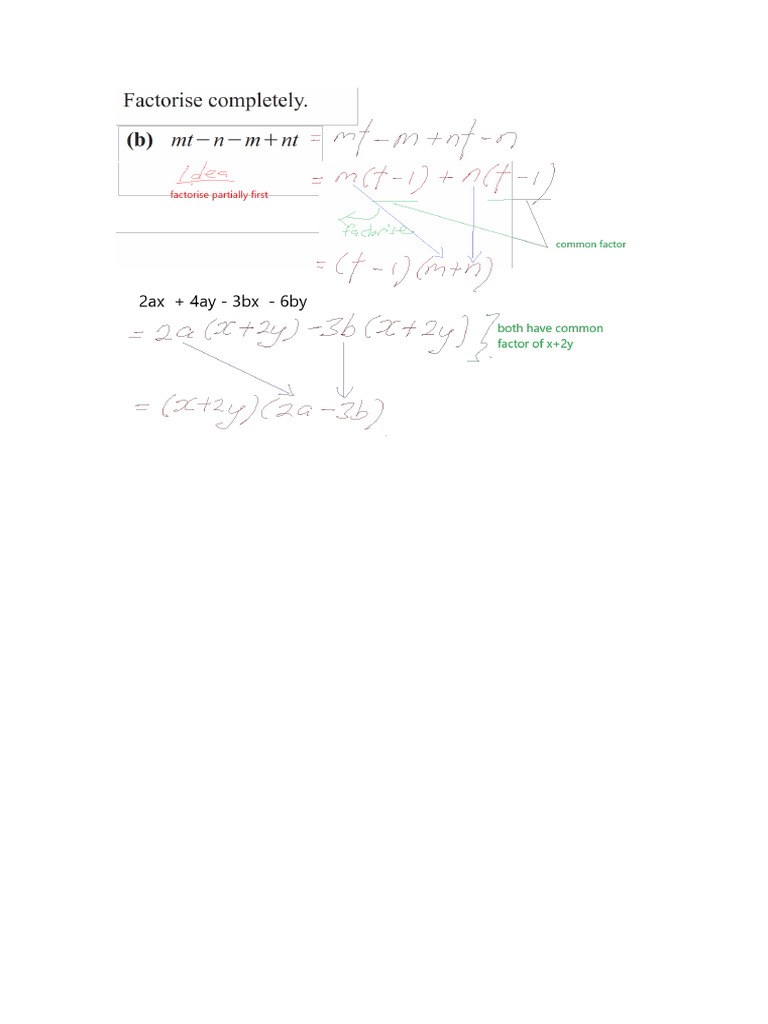 IGCSE Maths 25.8.5 Factorisation | PDF