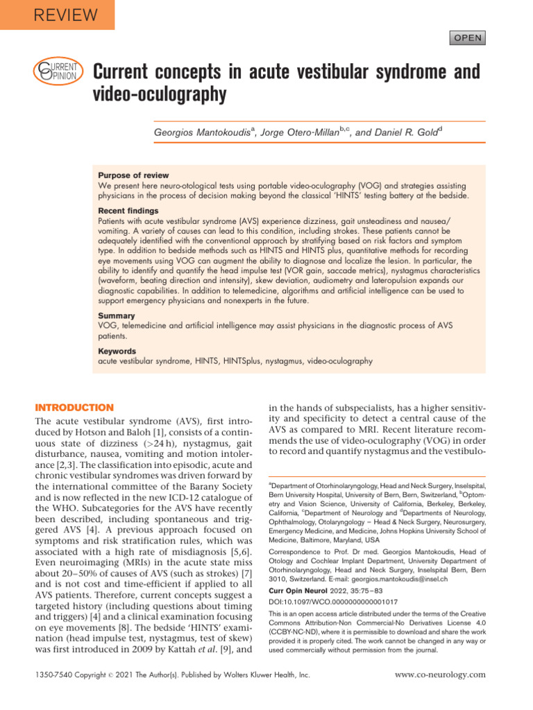 Acute Vestibular Syndrome: VOG Insights | PDF | Vertigo | Machine Learning