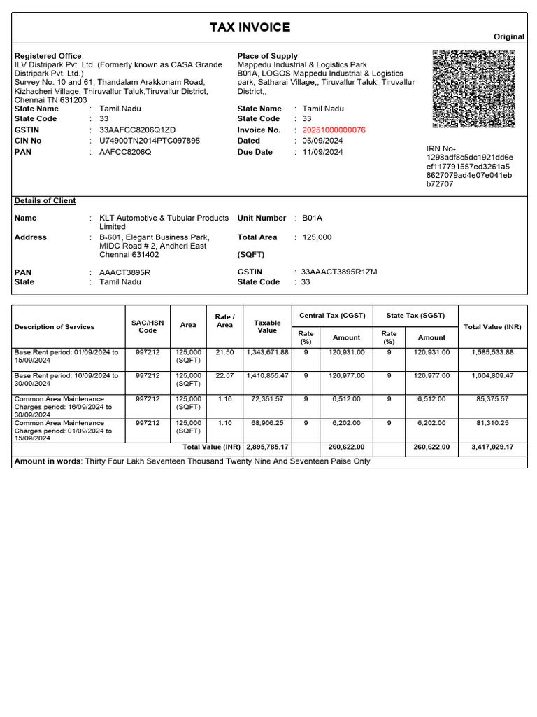 Rental Invoice For The Month of September 2024 - KLT Automotive ...
