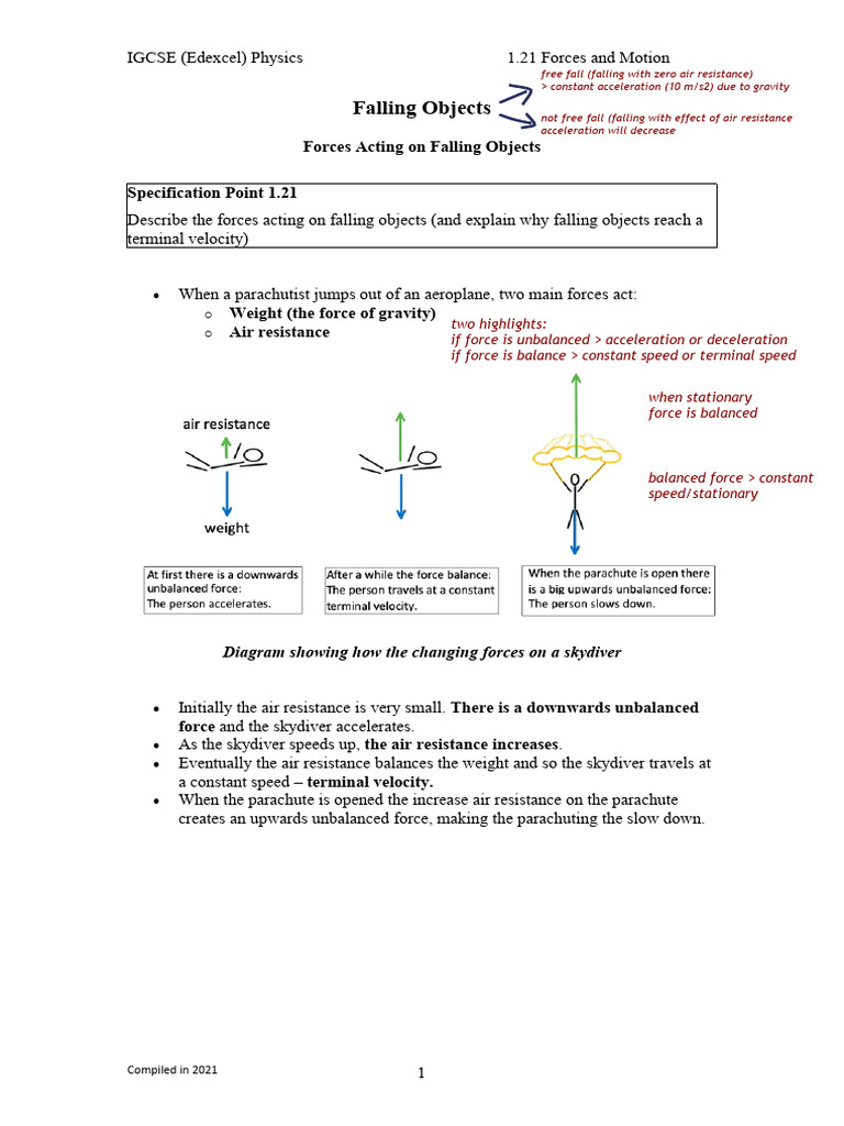 Topic 1 - Forces and Motion 1.21 | PDF | Force | Acceleration