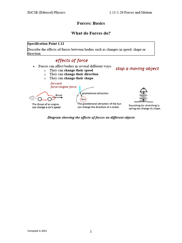 Topic 1 - Forces and Motion 1.11-1.20 | PDF | Force | Euclidean Vector