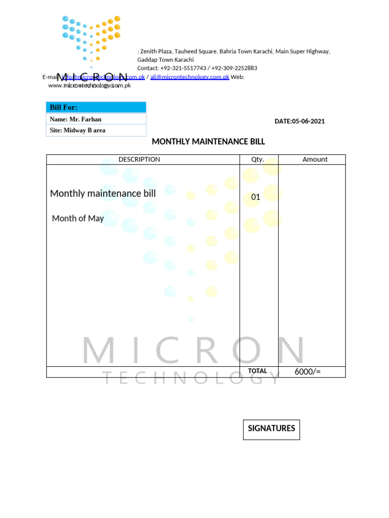 Maintance Bill. | PDF