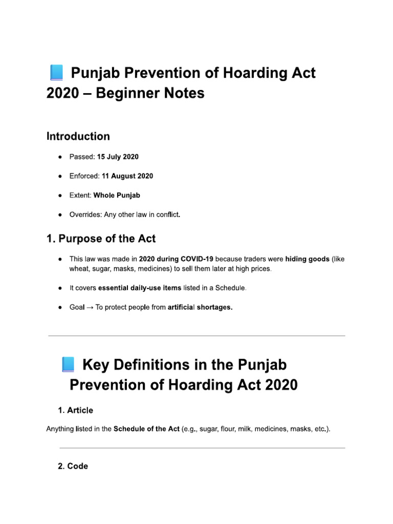PDF Prevention of Hoarding Act 2020 | PDF