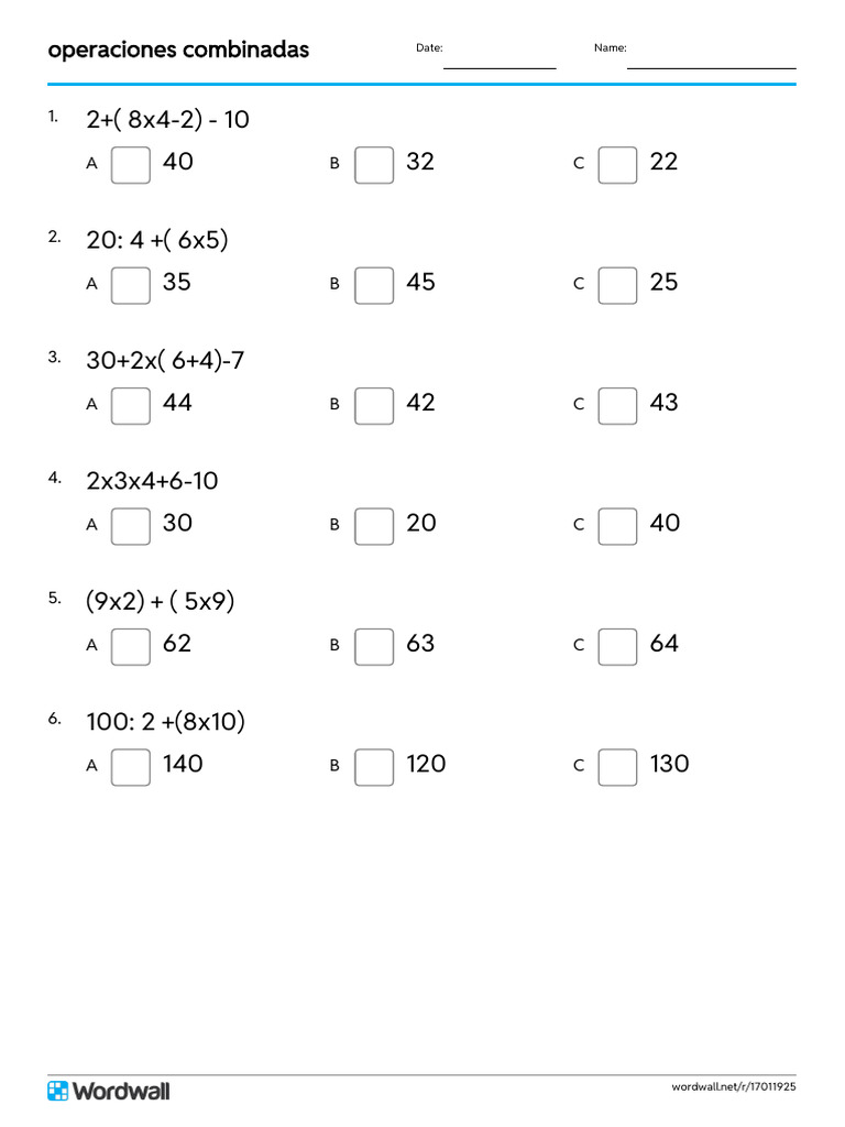 Operaciones Combinadas Quiz | PDF
