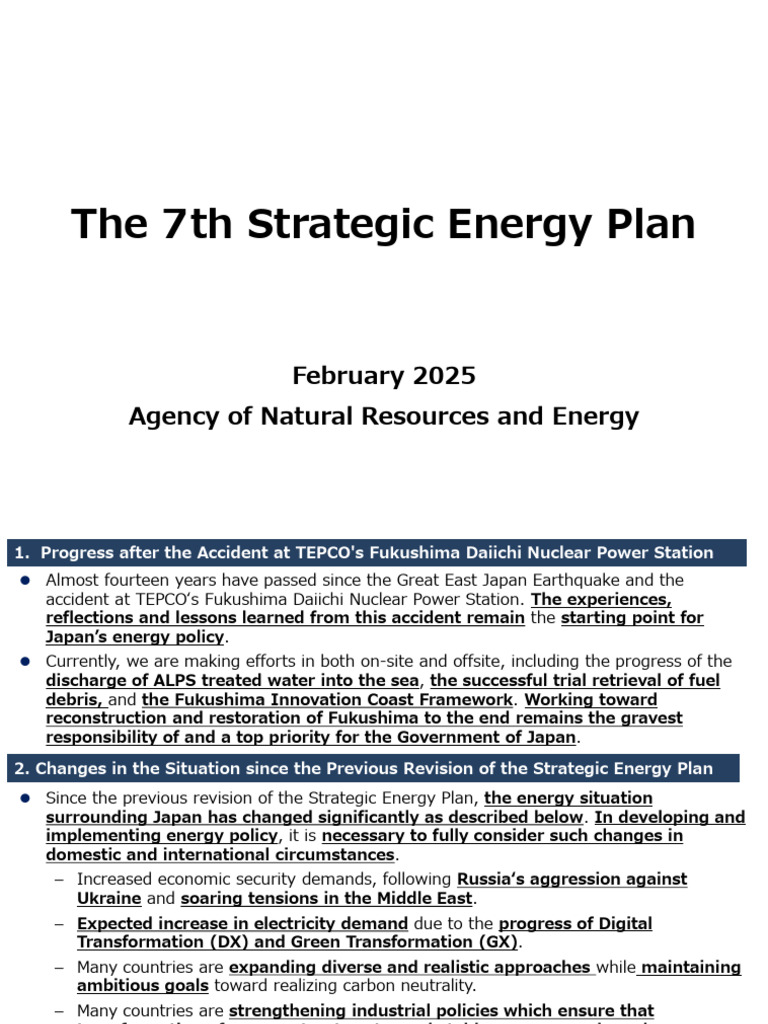 7th Japan Strategic Energy Plan | PDF | Climate Change Mitigation ...