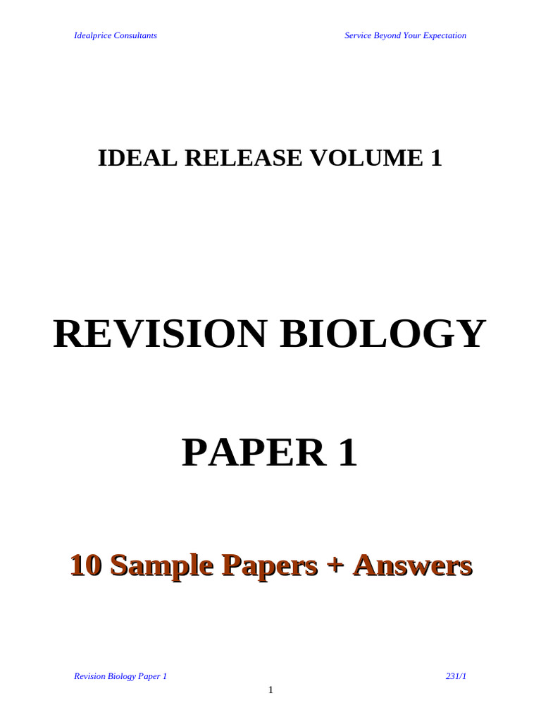 Biology Paper 1 Revision Booklet | PDF | Glucose | Biology