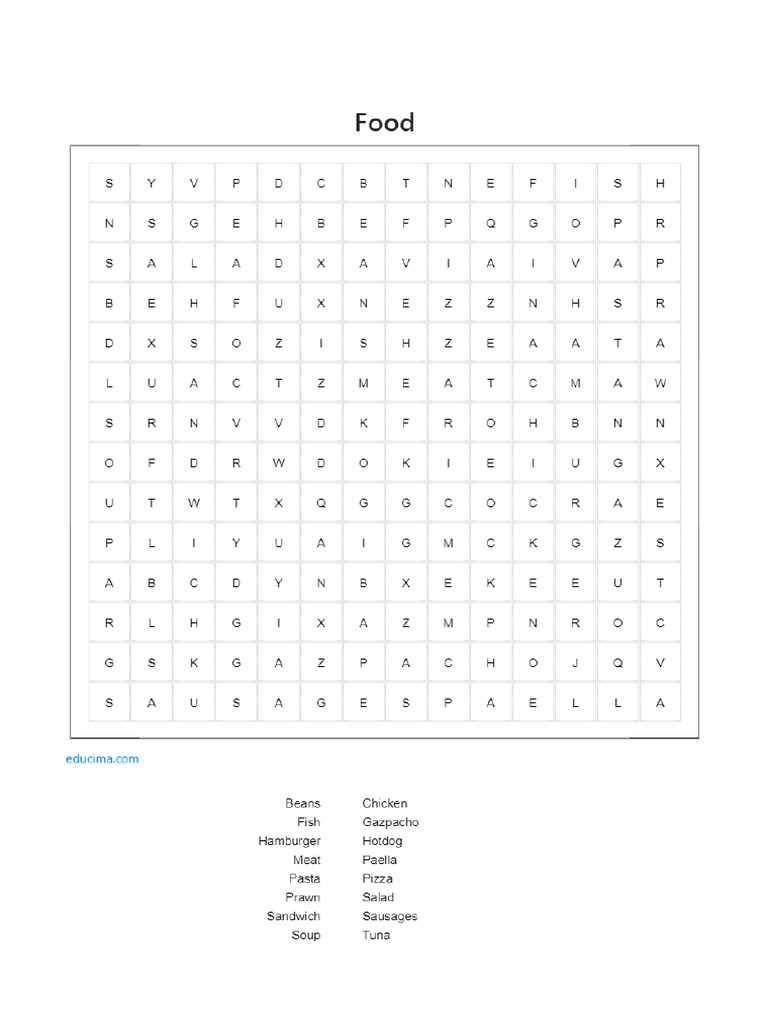 Food Voc + Word Search | PDF