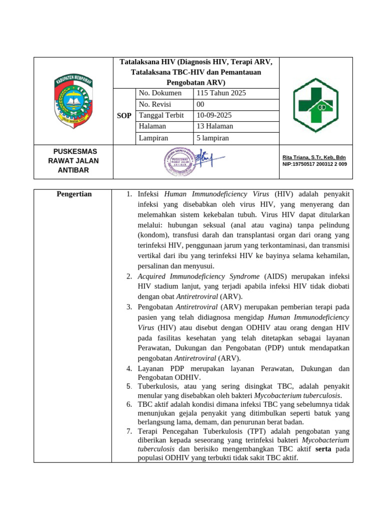 Tatalaksana HIV dan TBC-HIV Terintegrasi | PDF