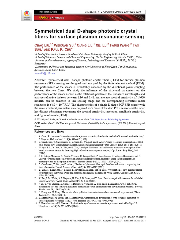 Symmetrical Dual D-Shape Photonic Crystal | PDF | Surface Plasmon ...