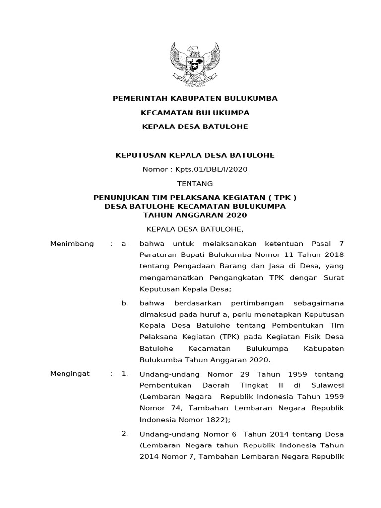 SK 01-2020 - TPK | PDF