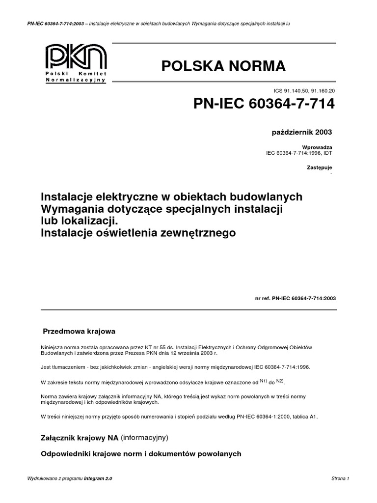 5a.44 - PN-IEC 60364-7-714 - Oświetlenie Zewnetrzne | PDF