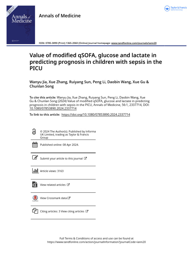 Prognostic Value of qSOFA in Pediatric Sepsis | PDF | Sepsis ...