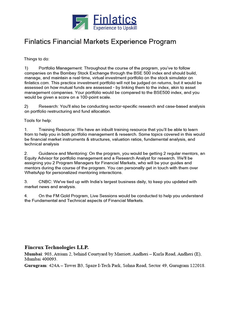 Finlatics Financial Markets Experience Program: Fincrux Technologies ...